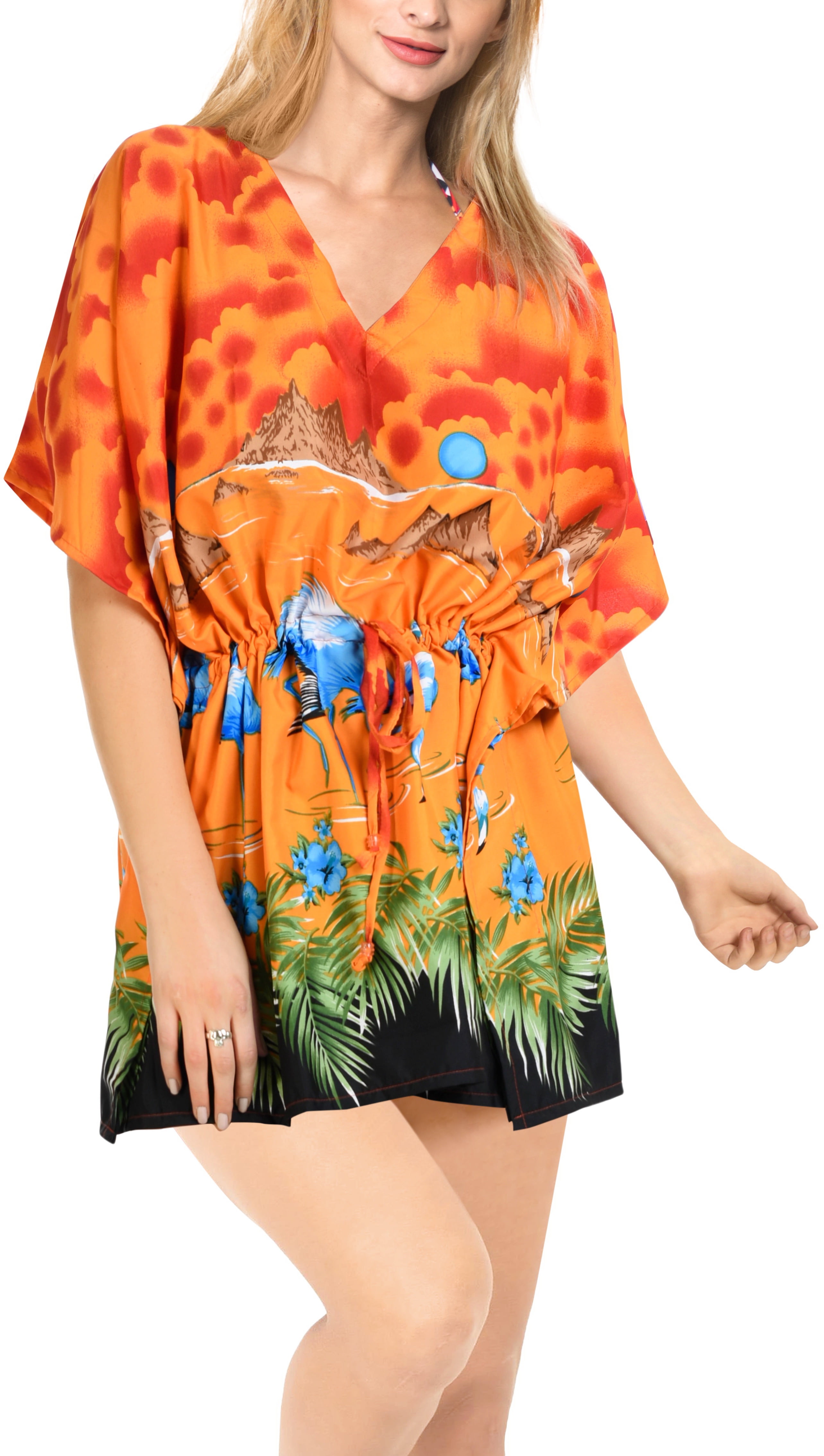 HAPPY BAY Women's Plus Size Summer Bathing Suit Cover-Up 3X-4X Orange ...