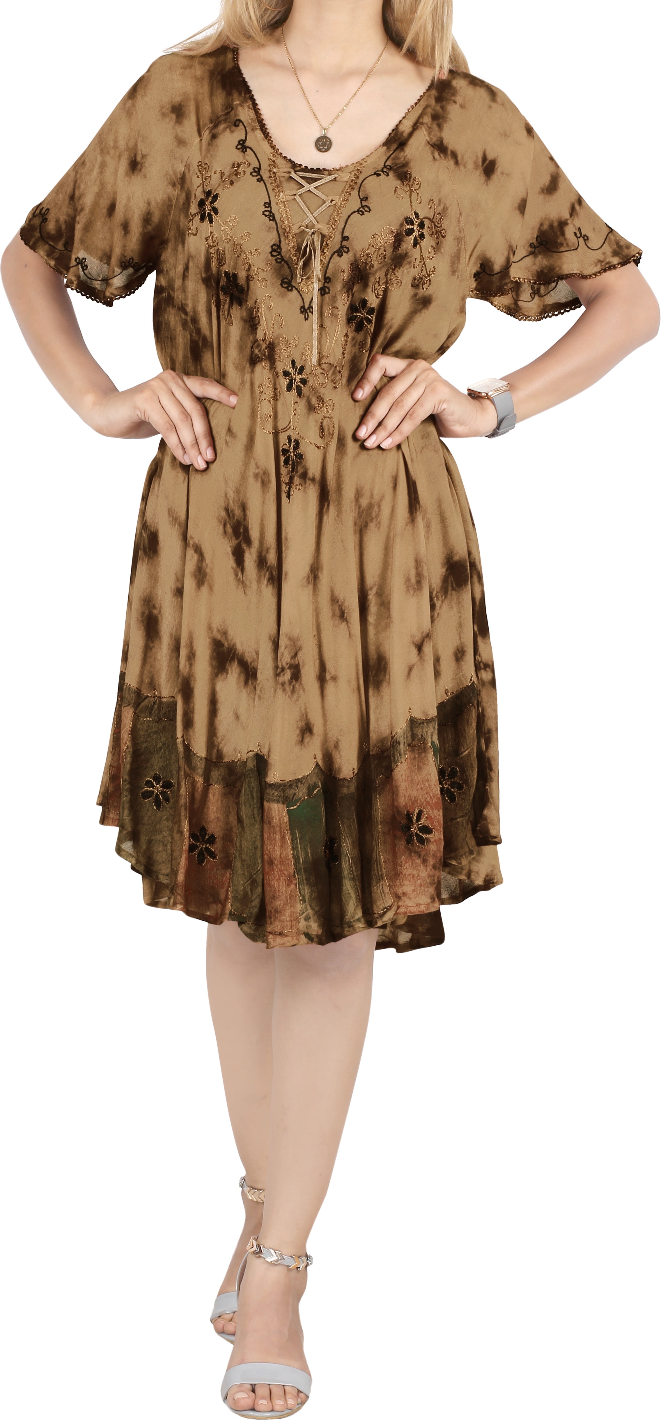 HAPPY BAY Women's Plus Size Tunics House Wear Dresses L-XL Gold-AC1083 ...