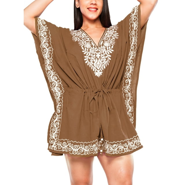 HAPPY BAY Women's Short Beach Wear Swimsuit Cover Ups 3X-4X Brown-A659 ...