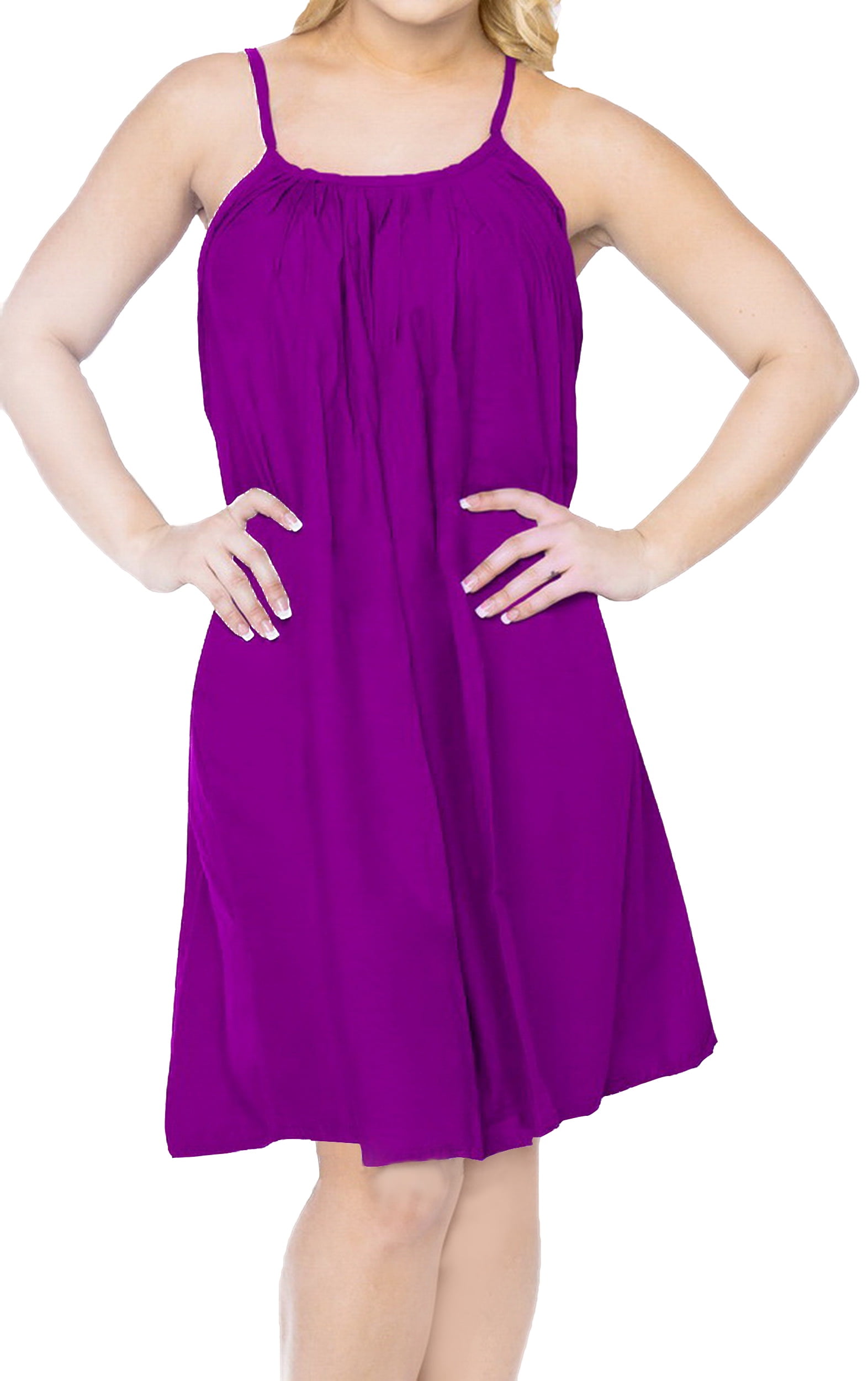 HAPPY BAY Women's Spaghetti Strap Sleepwear Slip Chemise 1X-2X Violet ...
