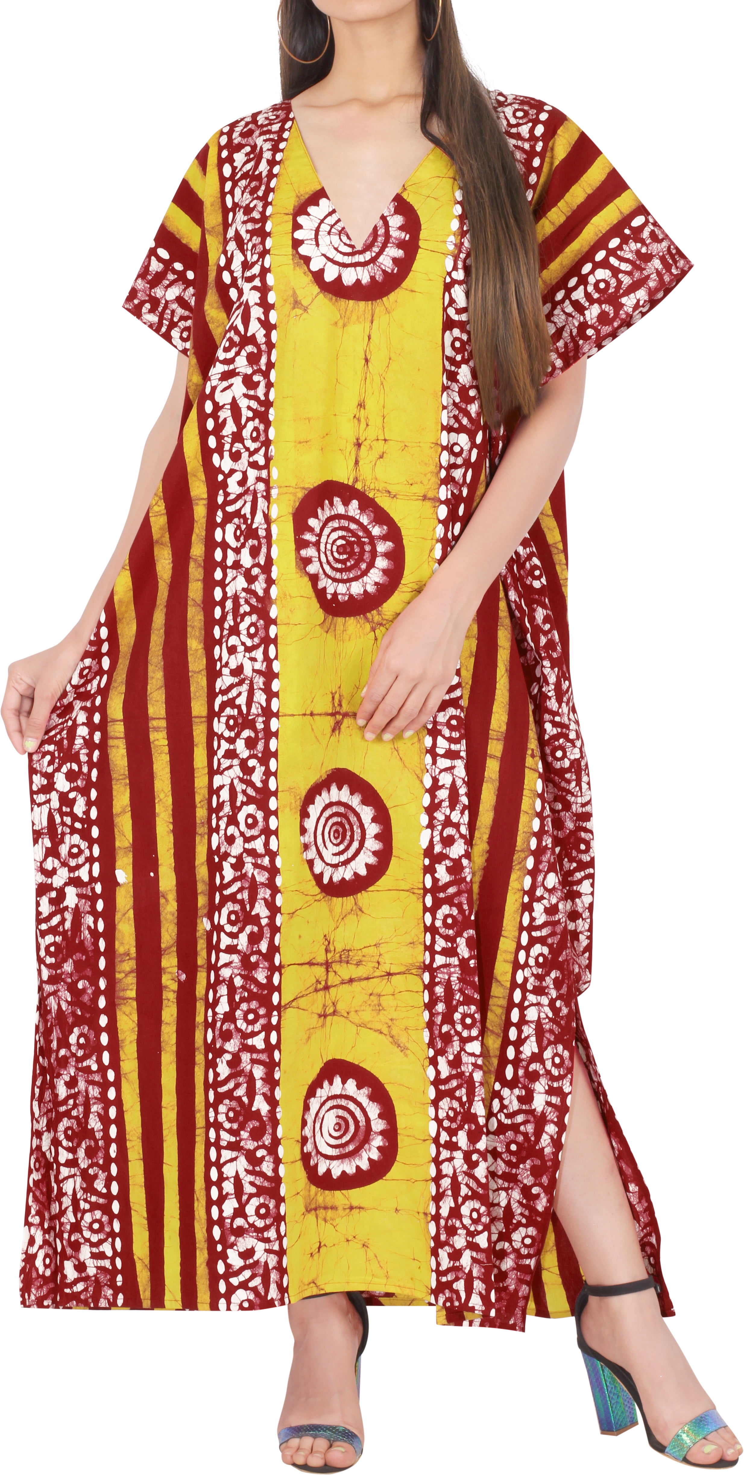 HAPPY BAY Women's Summer Batik Caftan Loungewear House Dashiki Dress V ...