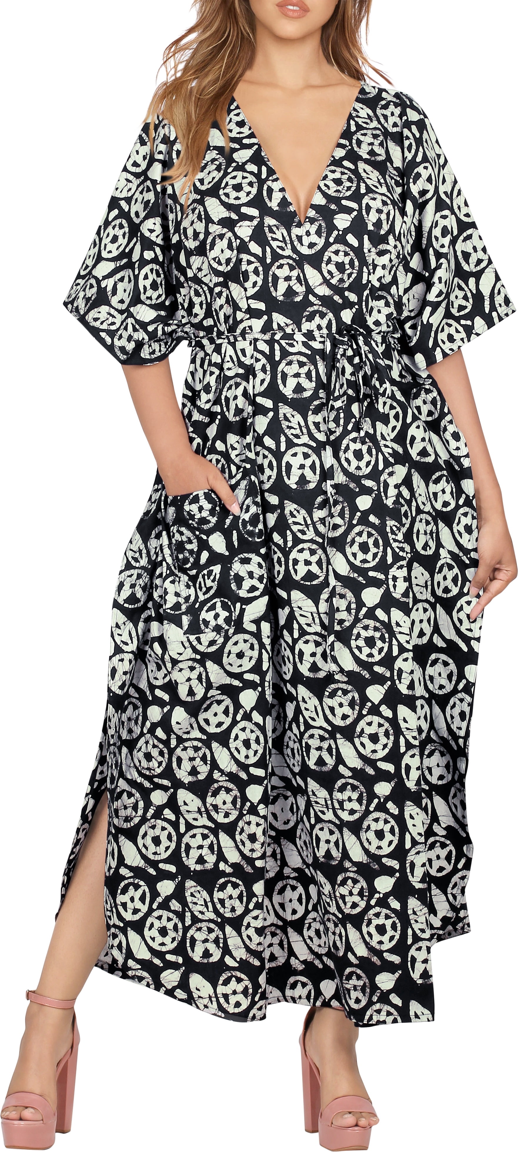 HAPPY BAY Women's Summer Batik Sleepwear Caftan Maxi Loungewear Dashiki ...