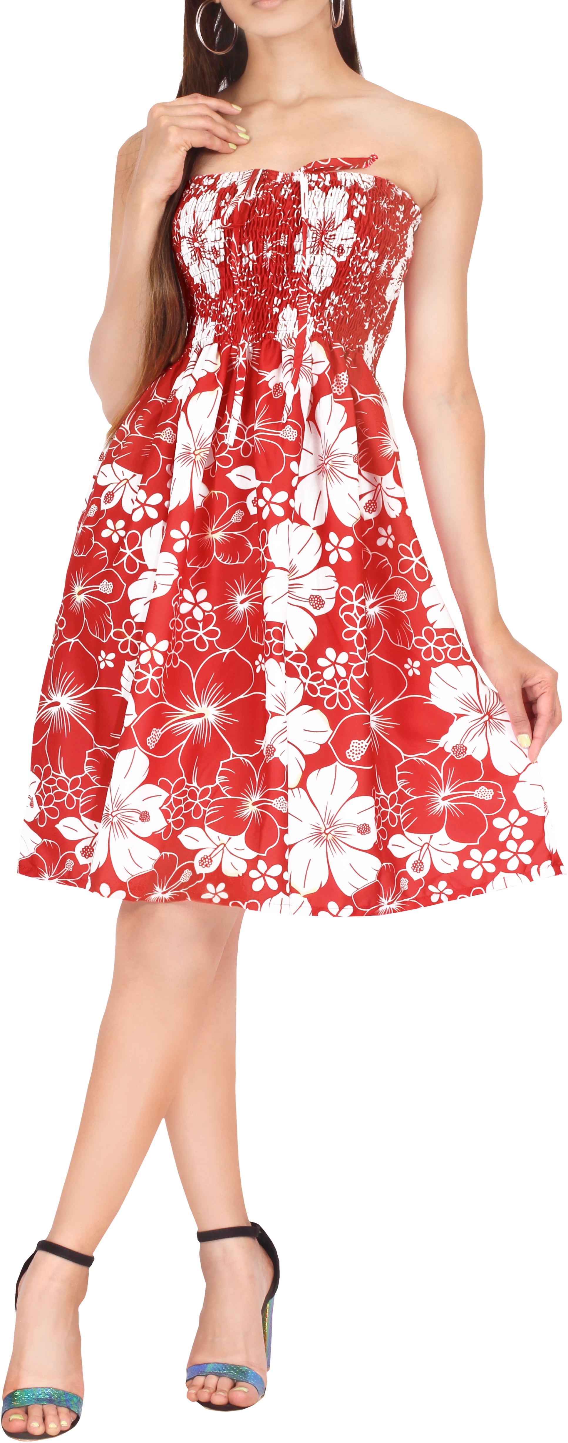 HAPPY BAY Women's Summer Boho Beach Smocked Mini Flowy Dress Tube Top ...