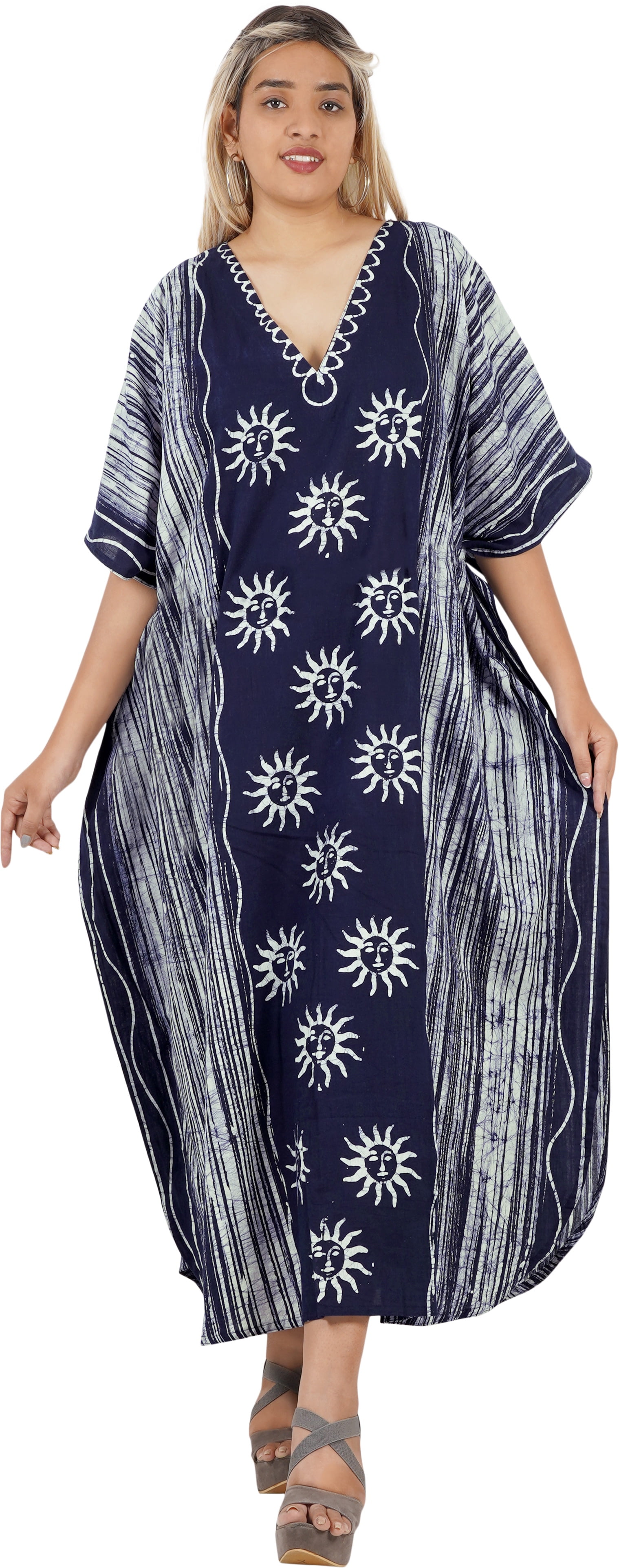 HAPPY BAY Women's Summer Caftan Maxi Flowy Home Wear Loungewear Dashiki ...