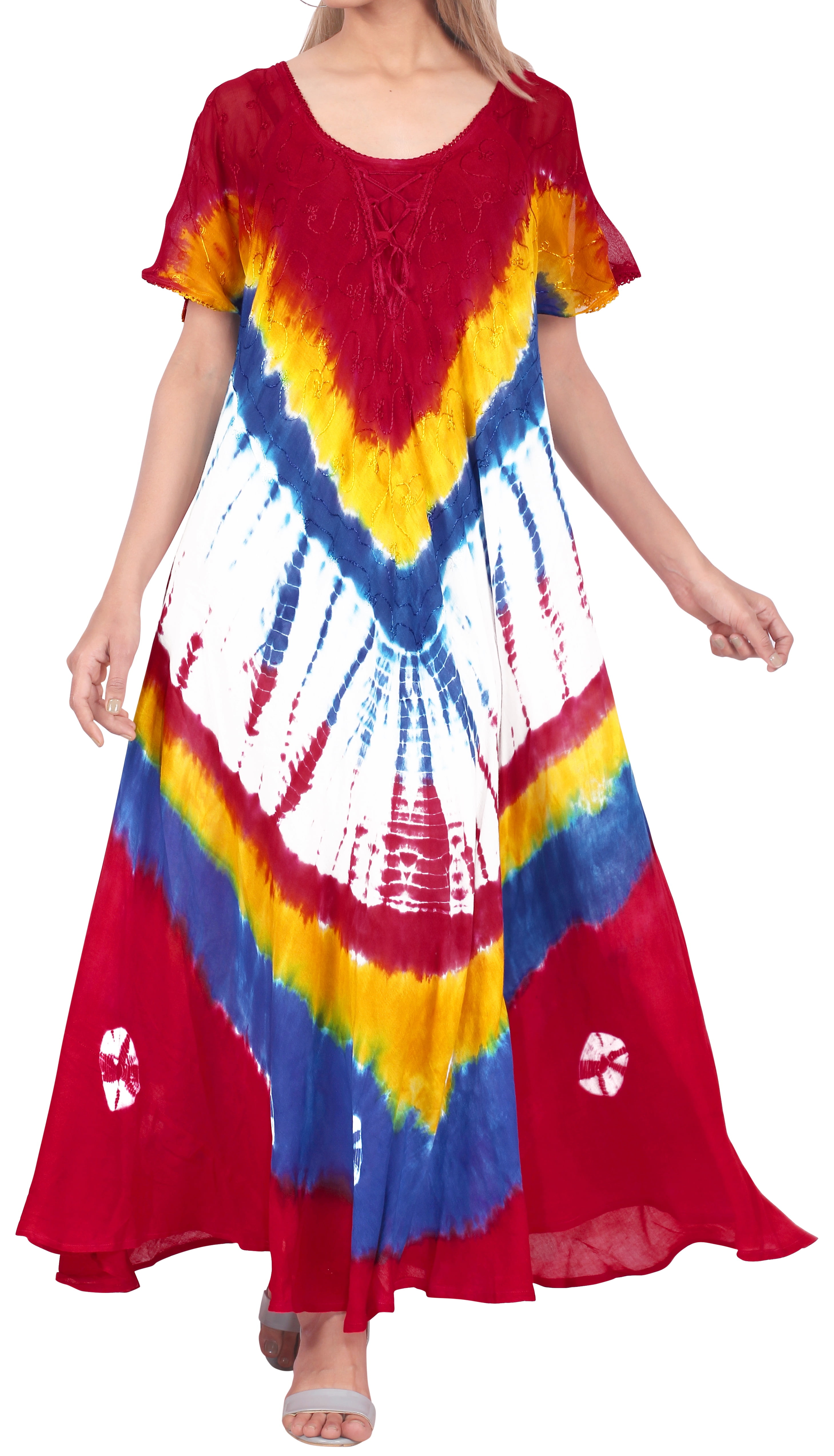 HAPPY BAY Women's Summer Loose Flowy House Wear Swing Dresses L-XL Red ...