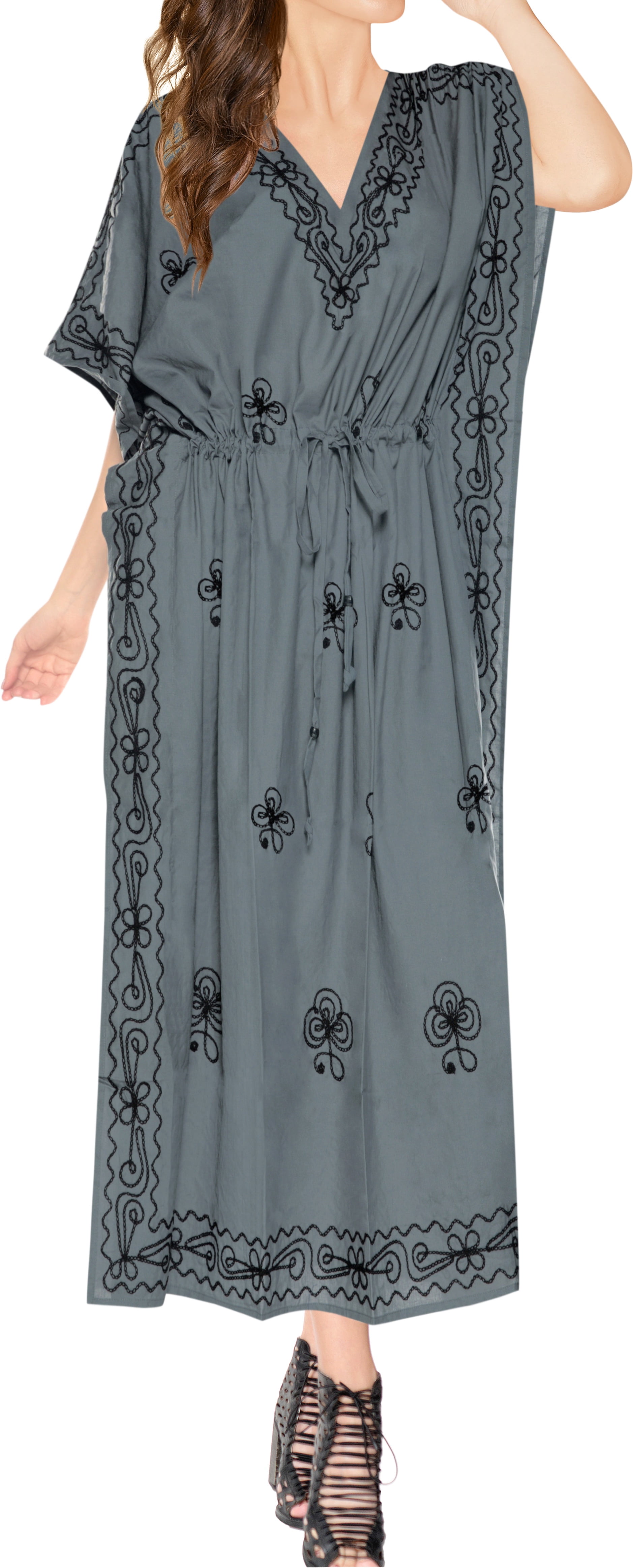 HAPPY BAY Women's Summer Loungewear Caftan Maxi Mumu Slit Dresses 2X-3X ...