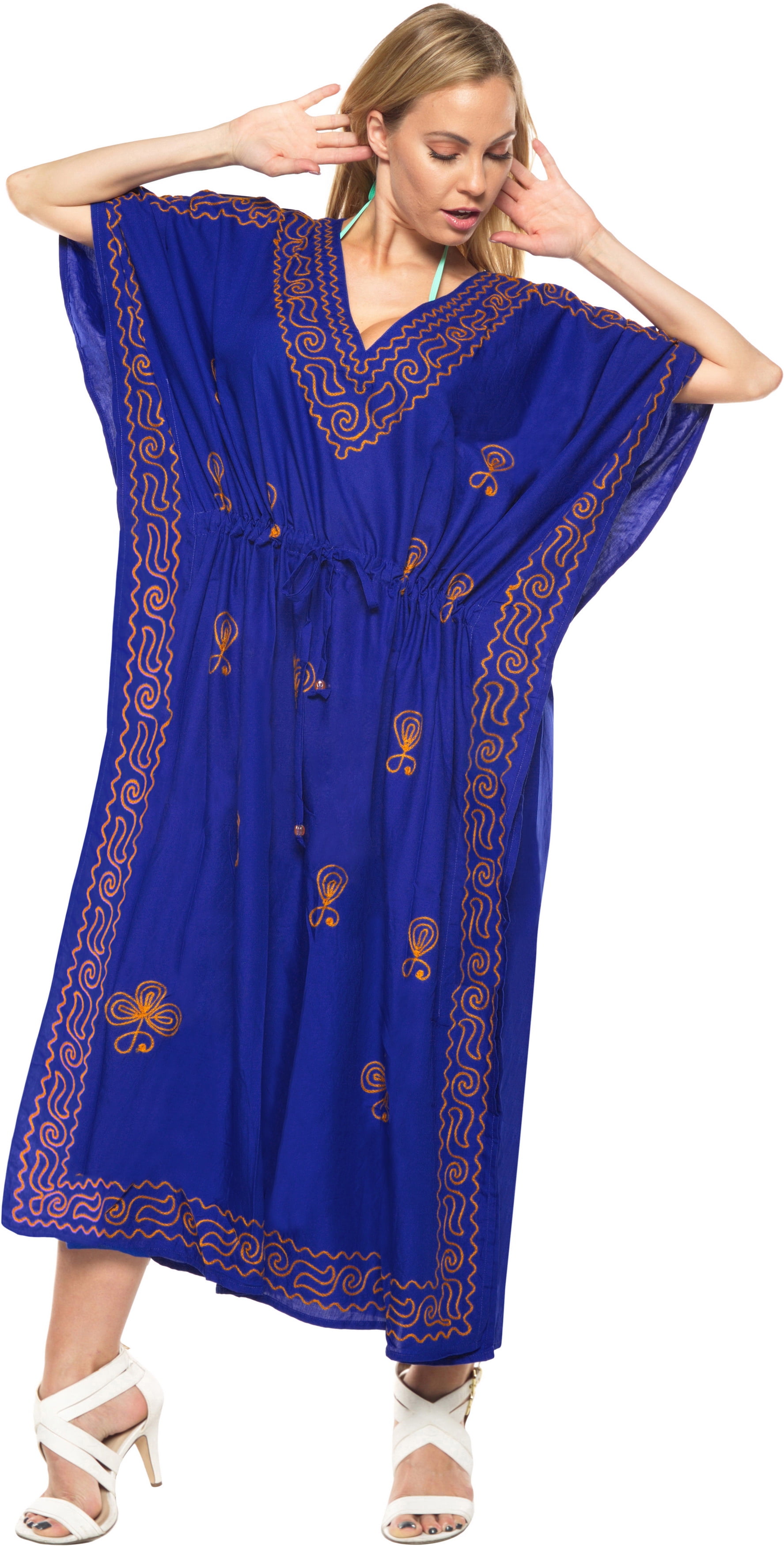 HAPPY BAY Women's Summer Loungewear Caftan Maxi Mumu Slit Dresses 2X-3X ...