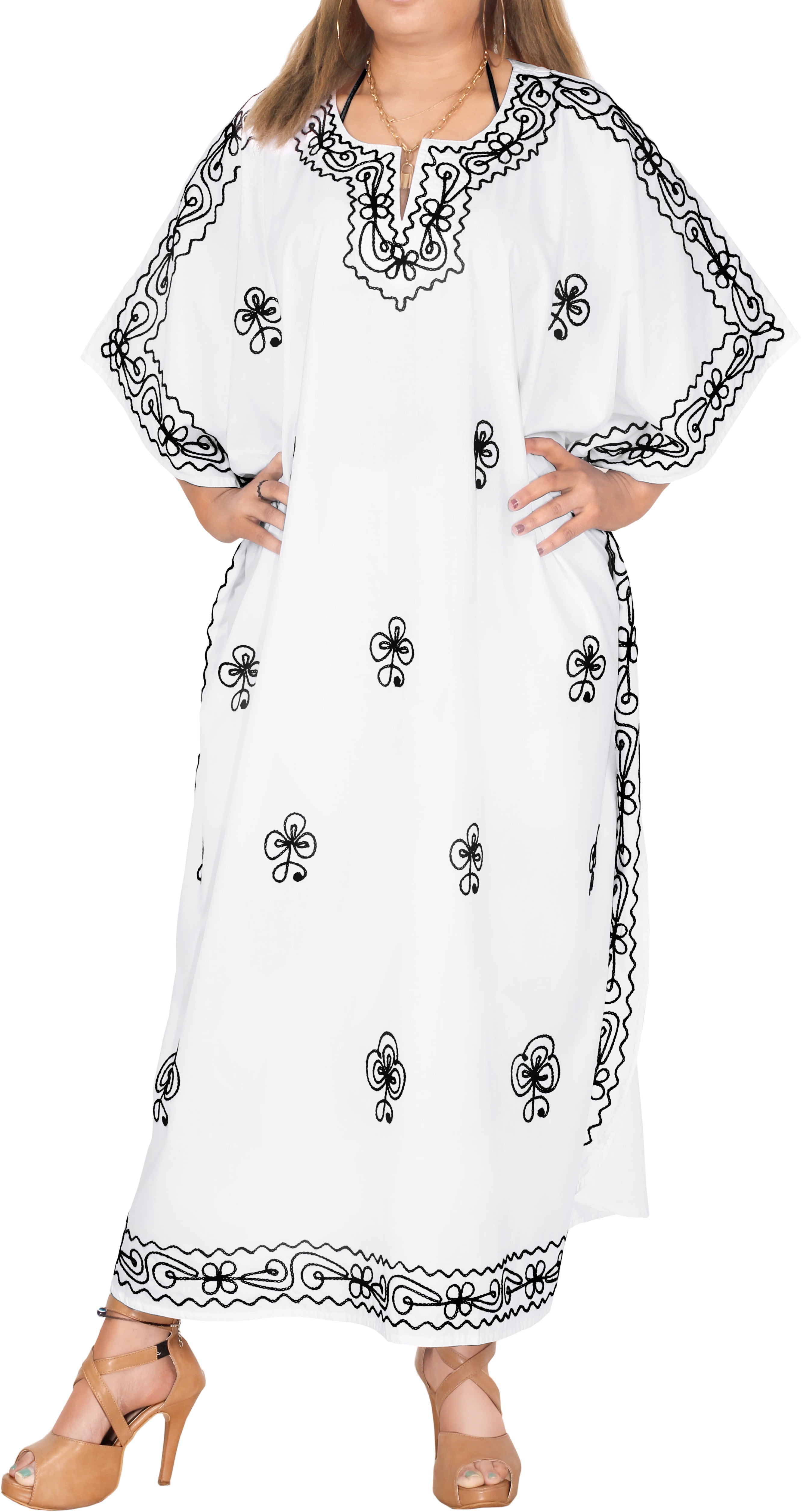 HAPPY BAY Women's Summer Loungewear Plus Size Caftan Maxi Mumu Slit ...