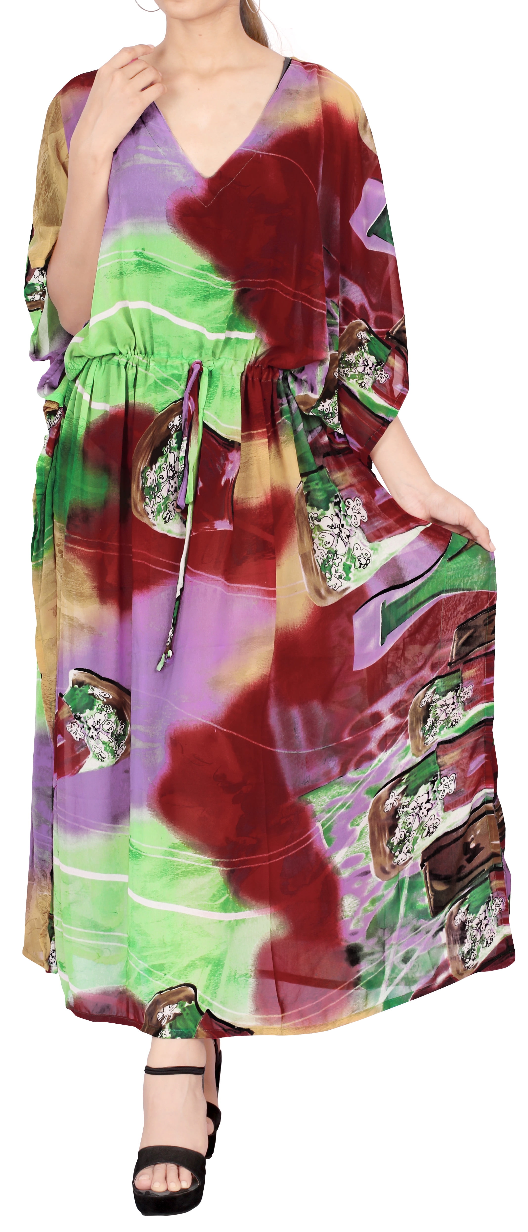 HAPPY BAY Women's Summer Loungewear Relaxed Fit Caftan Long Mumu Slit ...