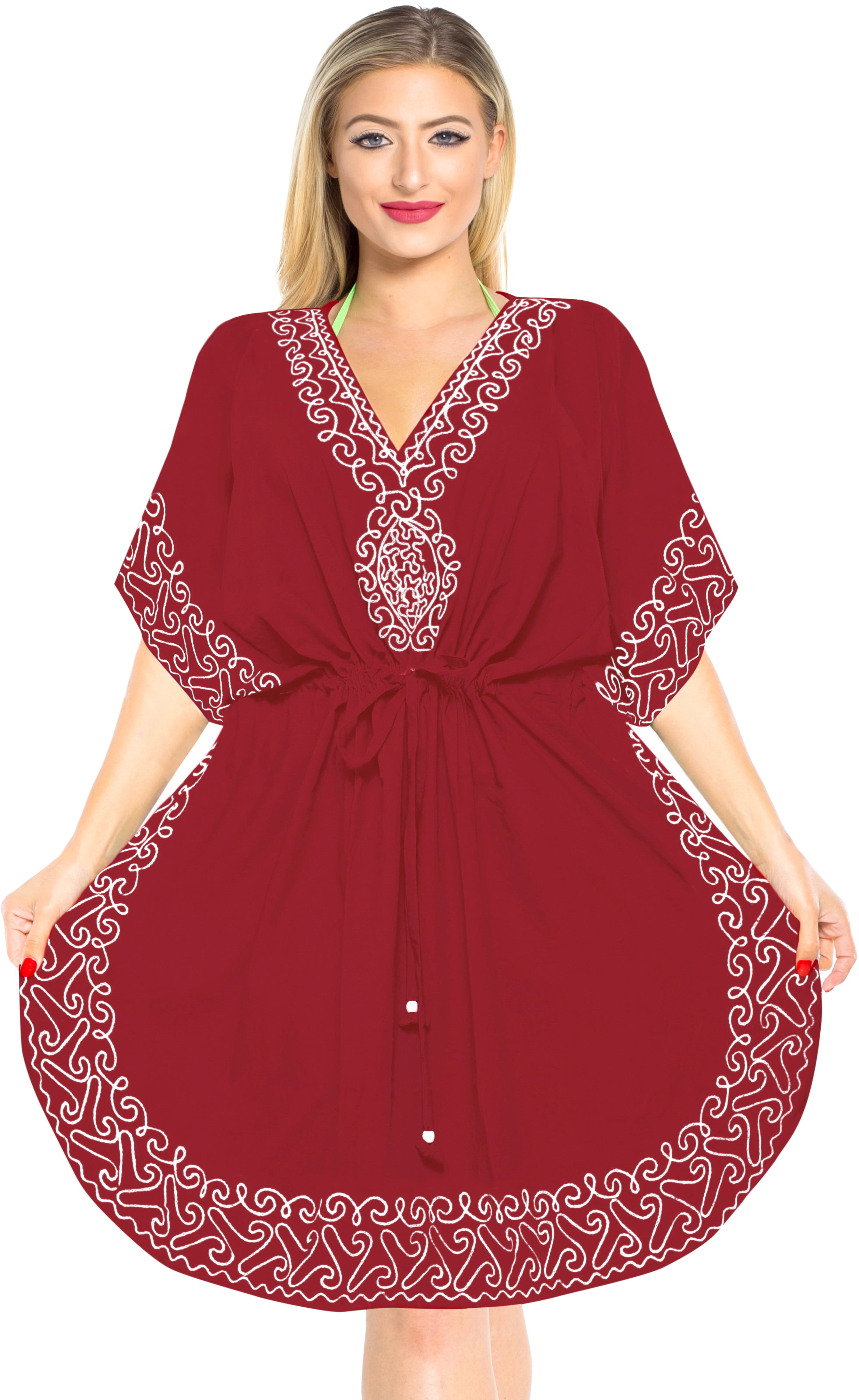 HAPPY BAY Women's Summer Loungewear Solid Casual Relaxed Caftan Knee Length Cover Up Dresses for ...