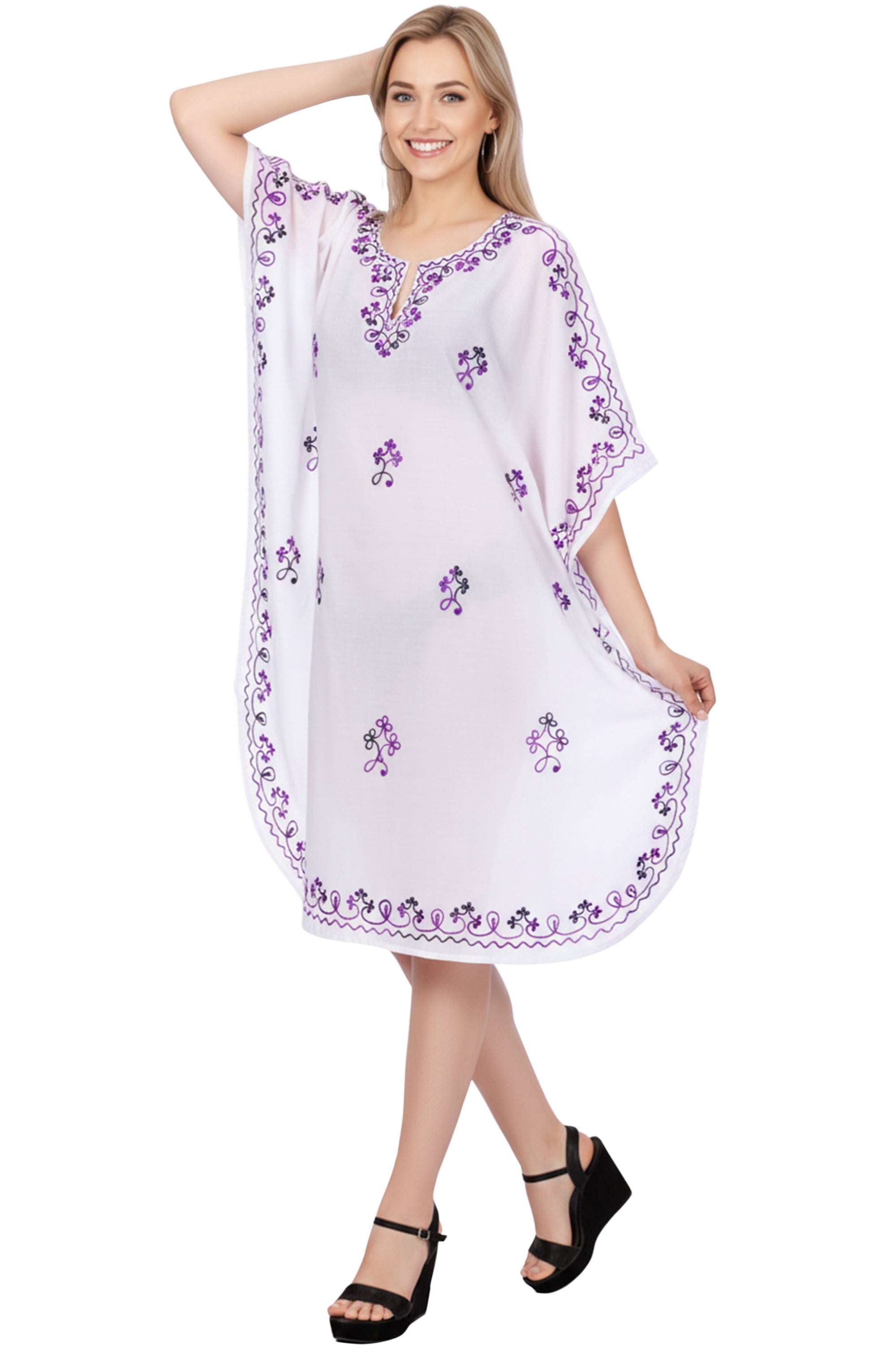 HAPPY BAY Women's Summer Loungewear Solid Casual Relaxed Caftan Mini ...