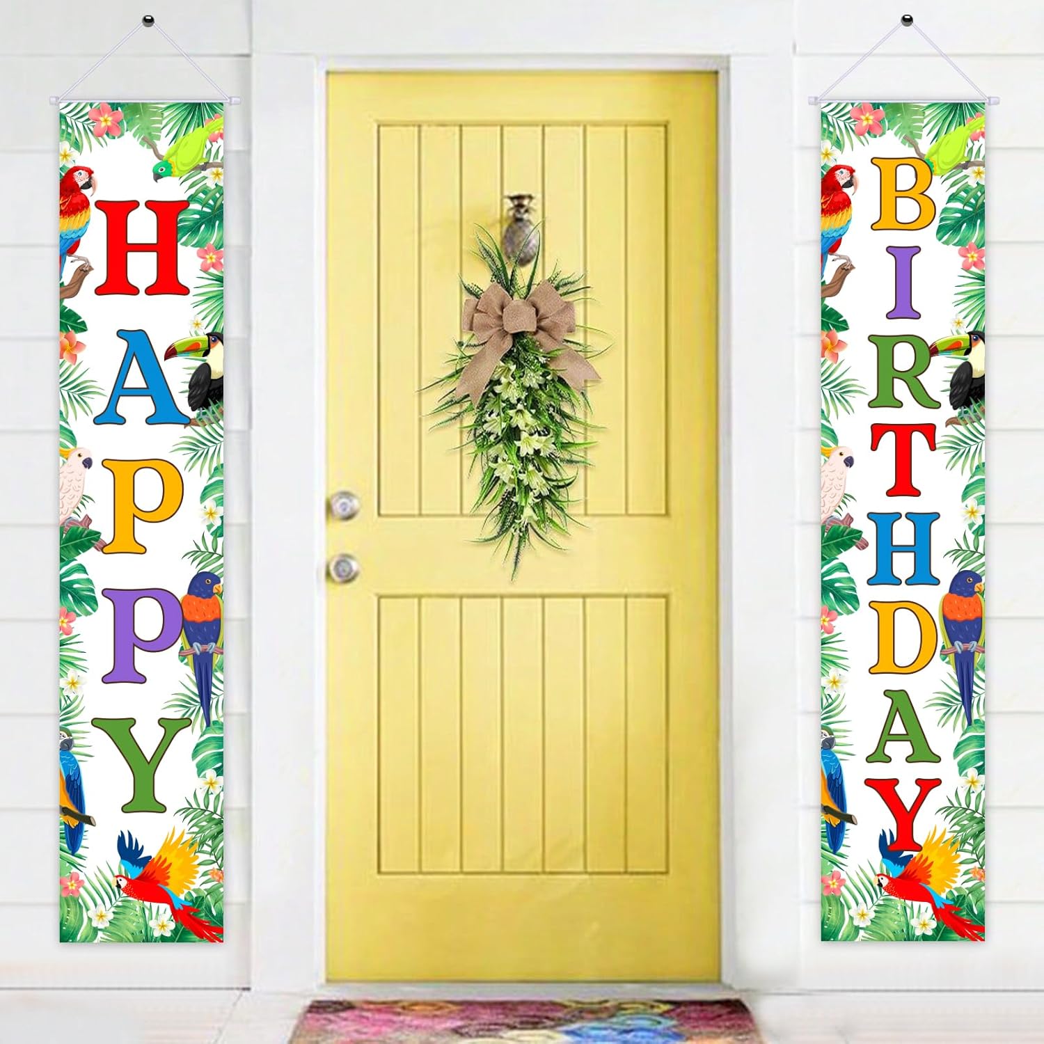 “HAPPY BIRTHDAY” Door Banner, Parrot Tropical Bird Hawaiian Summer ...