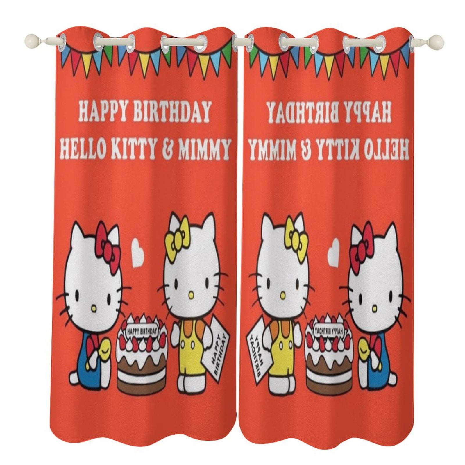 HAPPY BIRTHDAY HELLO KITTY & MIMMY Kids Curtains 52 X 84 Inch,Cartoon ...