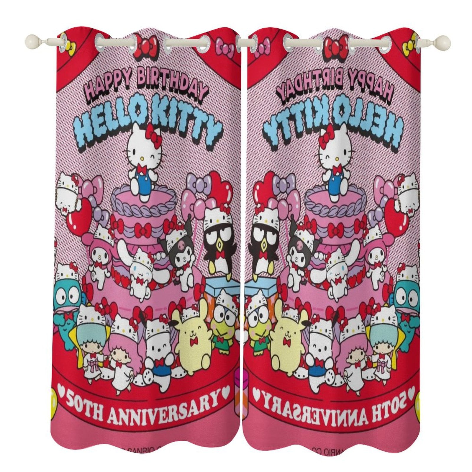 HAPPY BIRTHDAY Kuromi Melody Hello-Kitty Kids Curtains 52 X 72 Inch ...