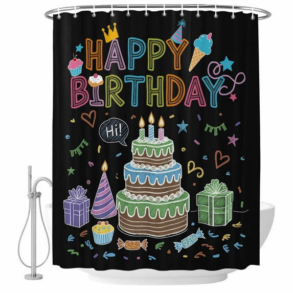 HAPPY BIRTHDAY Shower Curtain, Waterproof Shower Curtains for Bathroom ...