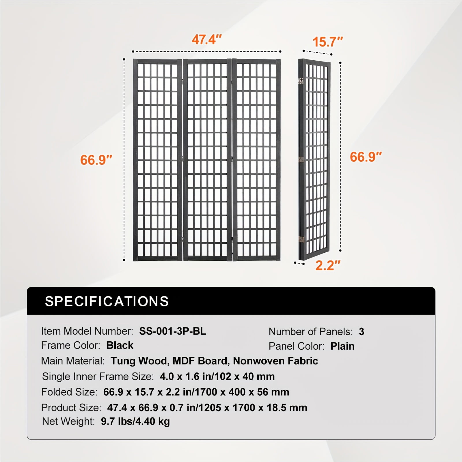 HAPPY DAY Room Divider 3 4 6 Panel Wood Folding Privacy Screen ...