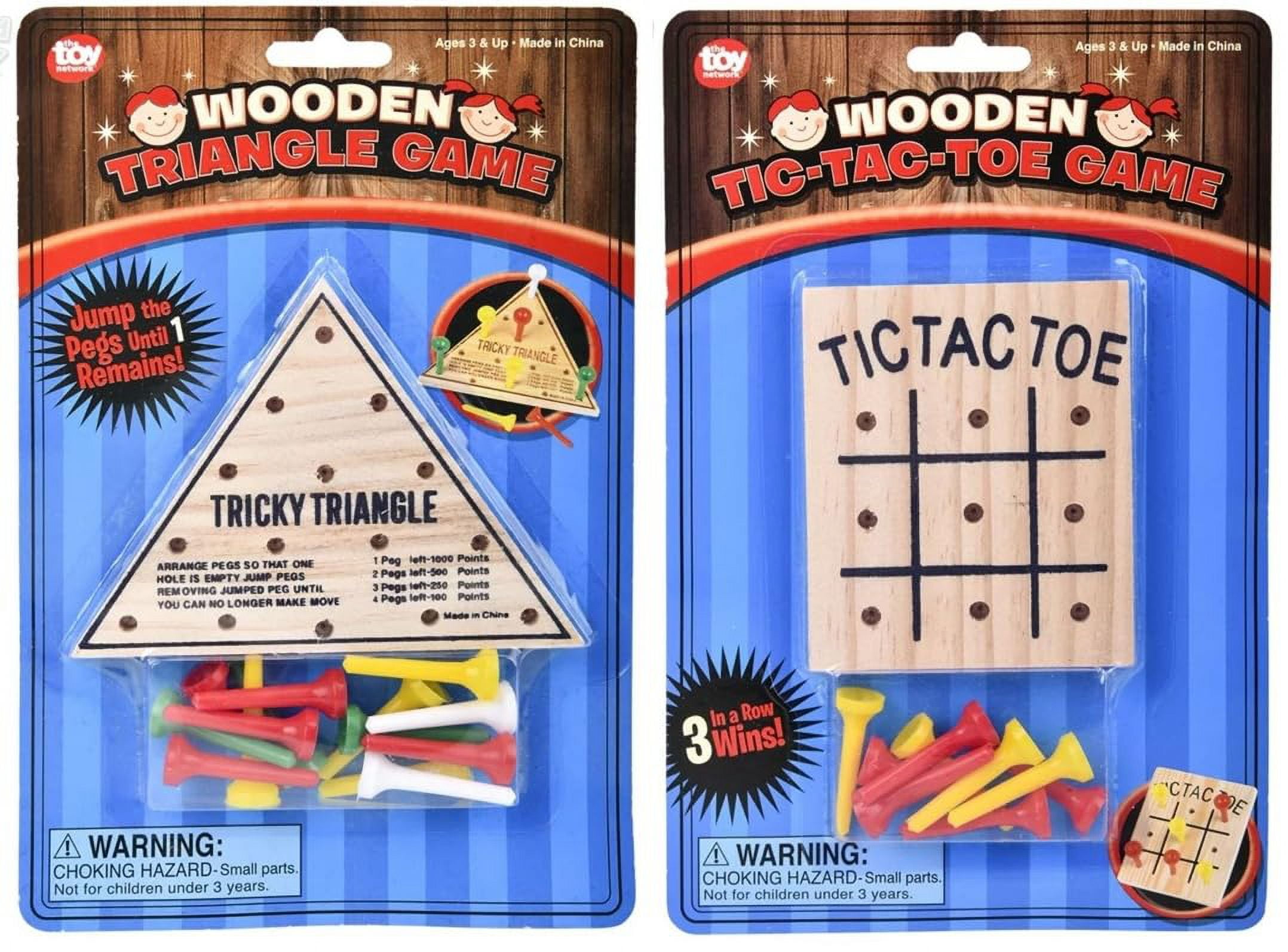 HAPPY DEALS ~ Wooden Peg Tic Tac Toe and Triangle Games | 2 Pc Set ...