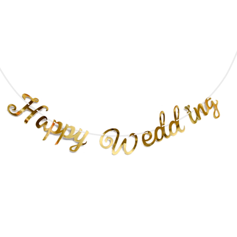 Happy Wedding Mirror Bronzing Banner Happy Wedding Sequin Paper