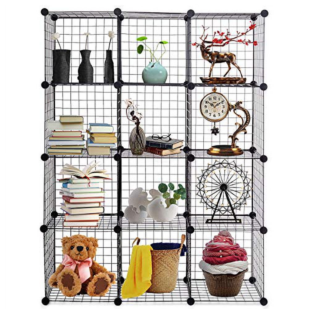 HAPPYGRILL 12-Cube Metal Wire Storage Cubes, 14" x14" Large Size Panel ...