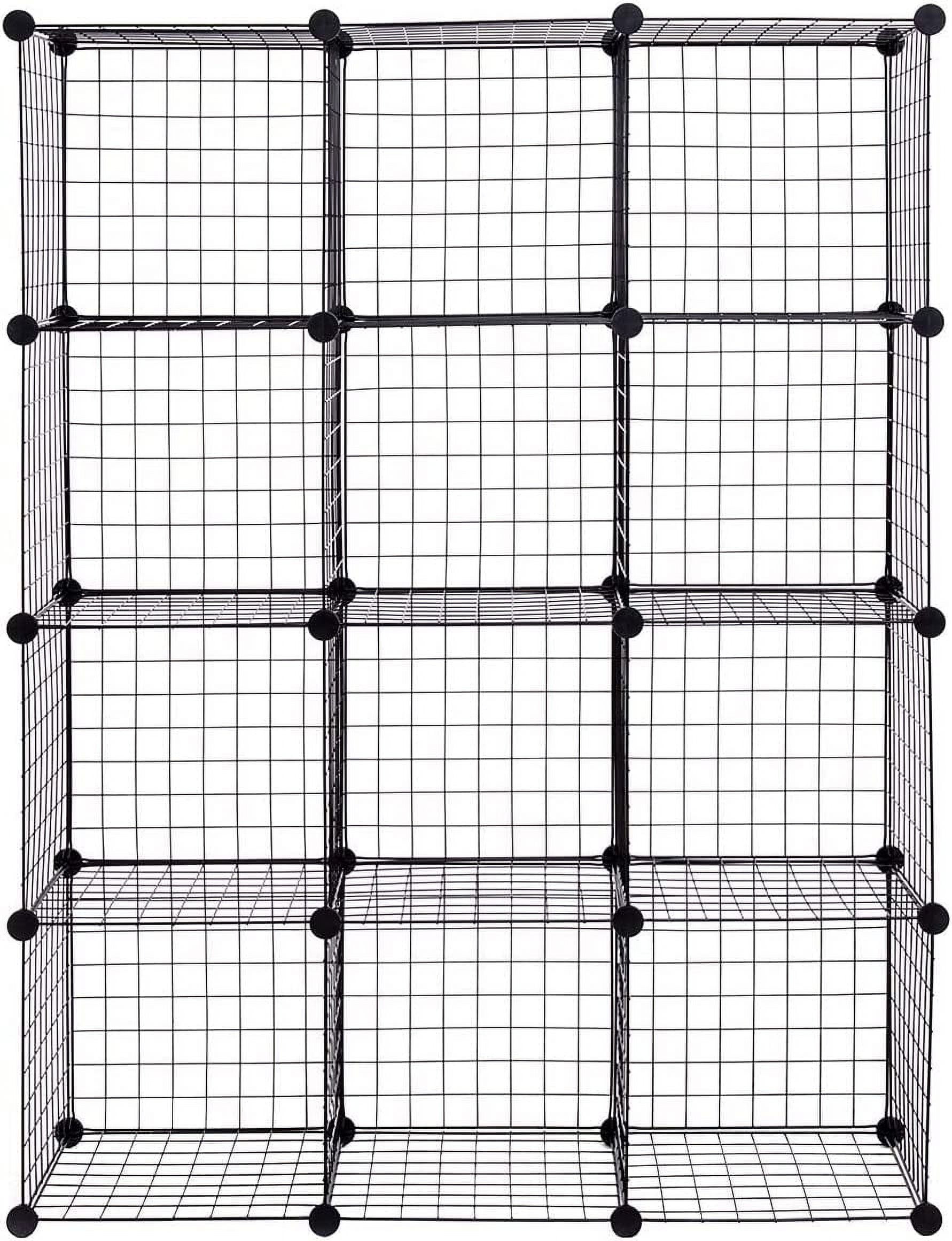 HAPPYGRILL 12-Cube Metal Wire Storage Cubes, 14" x14" Large Size Panel ...