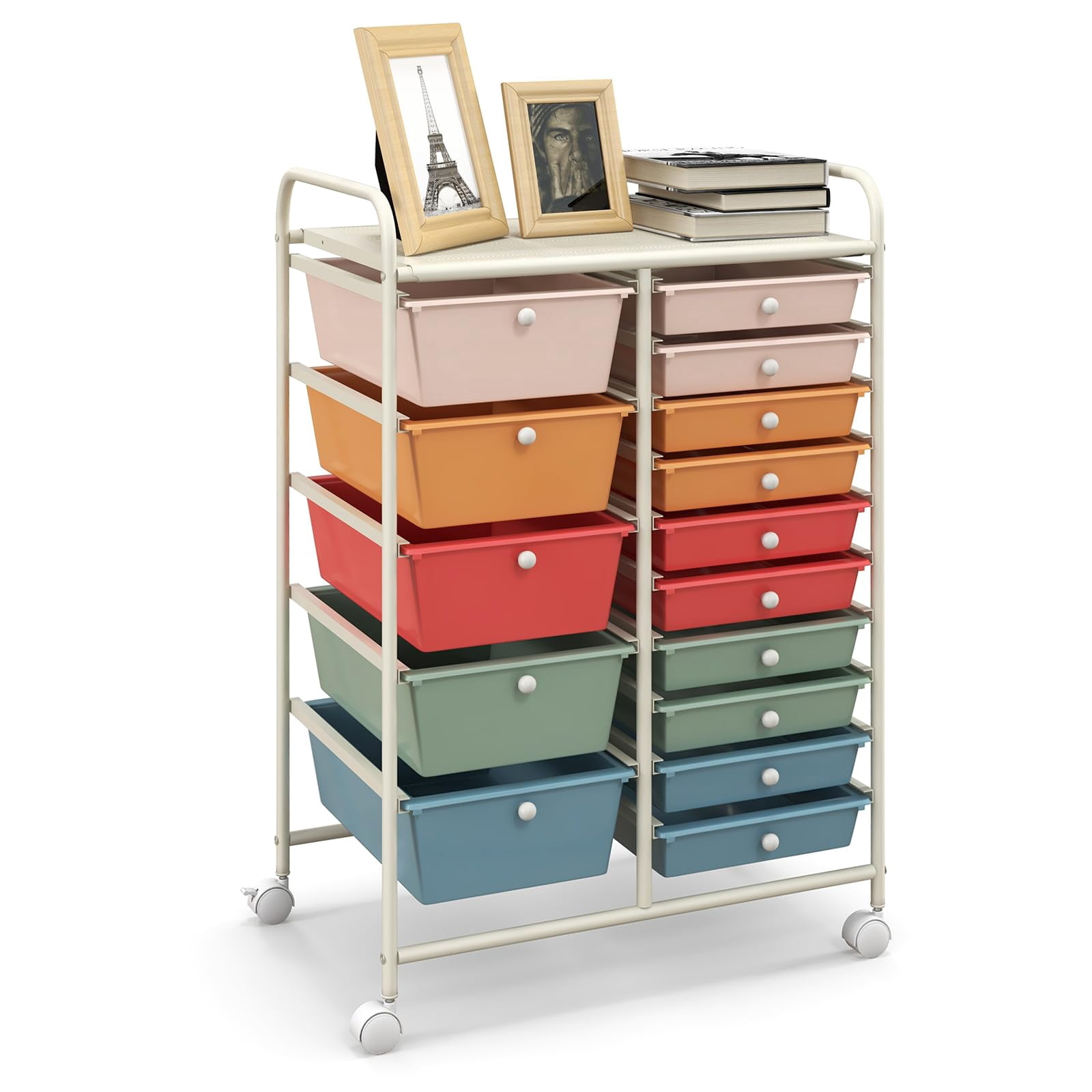 HAPPYGRILL 15 Drawer Storage Drawer Cart Organizer Cart Tools for ...