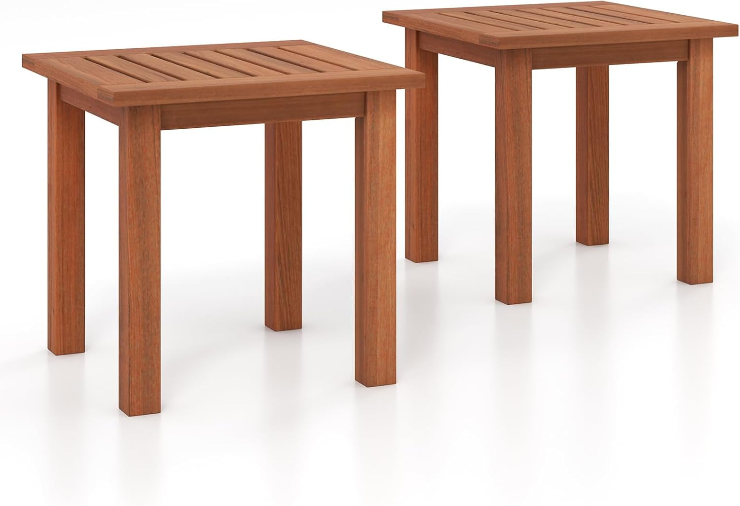 HAPPYGRILL 2 Pack Hardwood Side Table, Square Patio Table, Rustic End ...