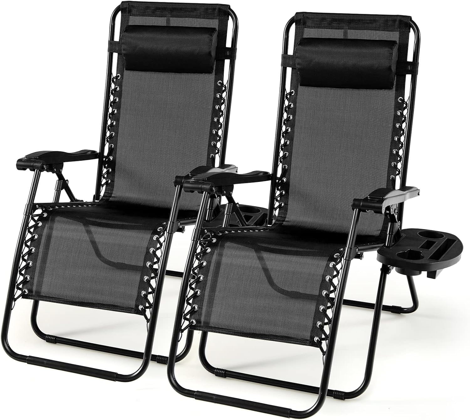 HAPPYGRILL 2PCS Outdoor Chairs Set Relaxing Lounge Patio Folding ...