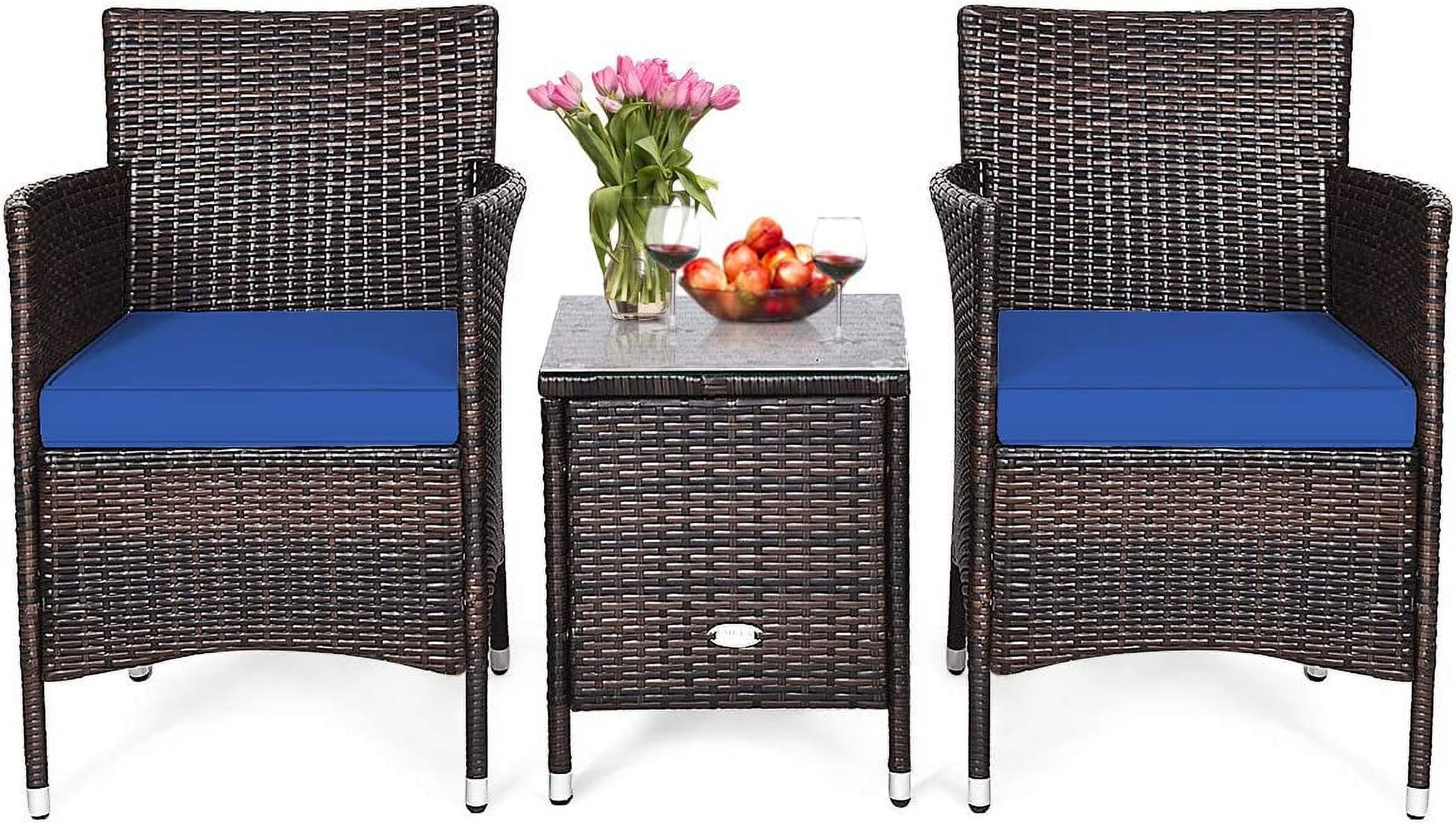 HAPPYGRILL 3 Piece Patio Furniture Set Outdoor Rattan Wicker ...