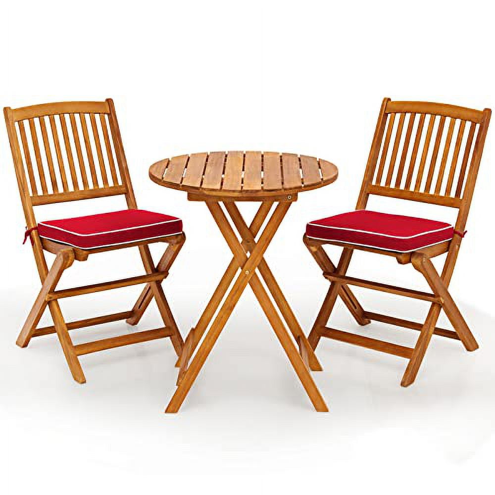 HAPPYGRILL 3 Pieces Patio Bistro Set Table & Chair with Cushions ...