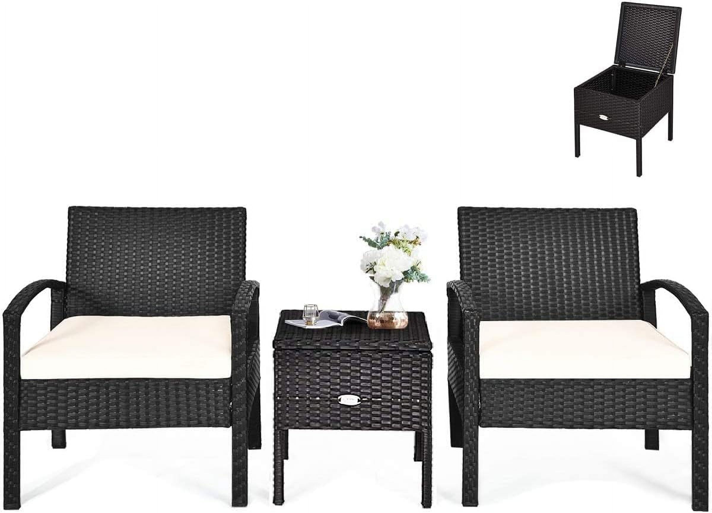 HAPPYGRILL 3 Pieces Patio Furniture Set Rattan Wicker Sofa Set with ...