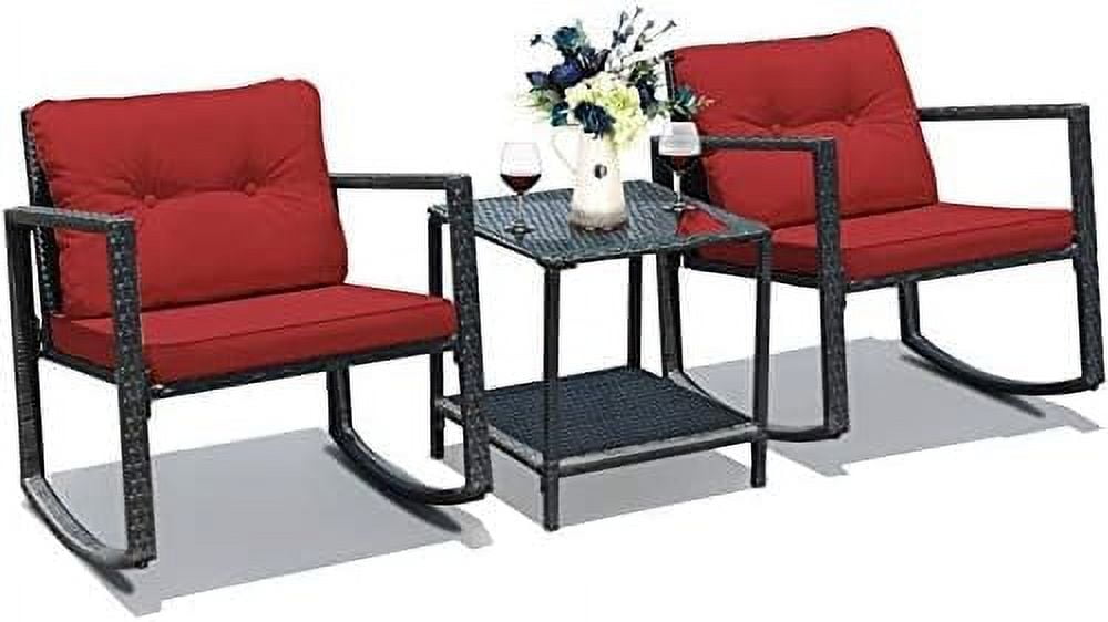 HAPPYGRILL 3 Pieces Rocking Bistro Set Outdoor Patio Rocking Chairs ...