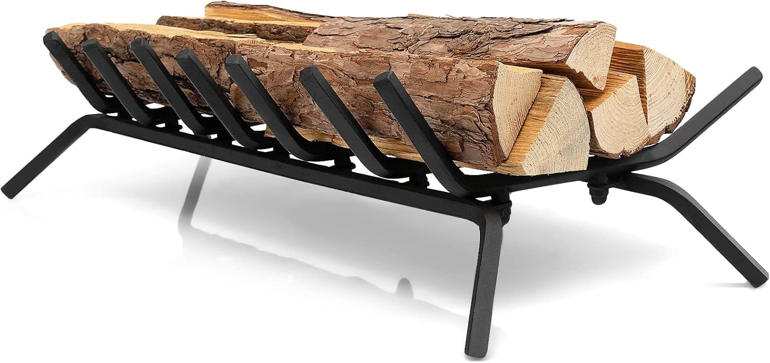 HAPPYGRILL 31 Inch Fireplace Log Grate Heavy-Duty Solid Steel Firewood ...