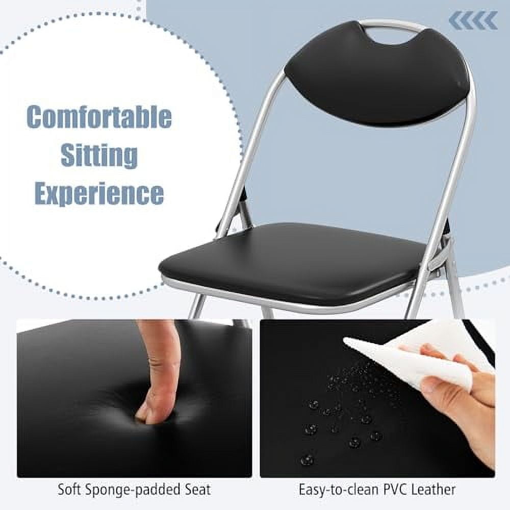 HAPPYGRILL 4-Pack Folding Chairs, Portable Card Chairs with Back ...