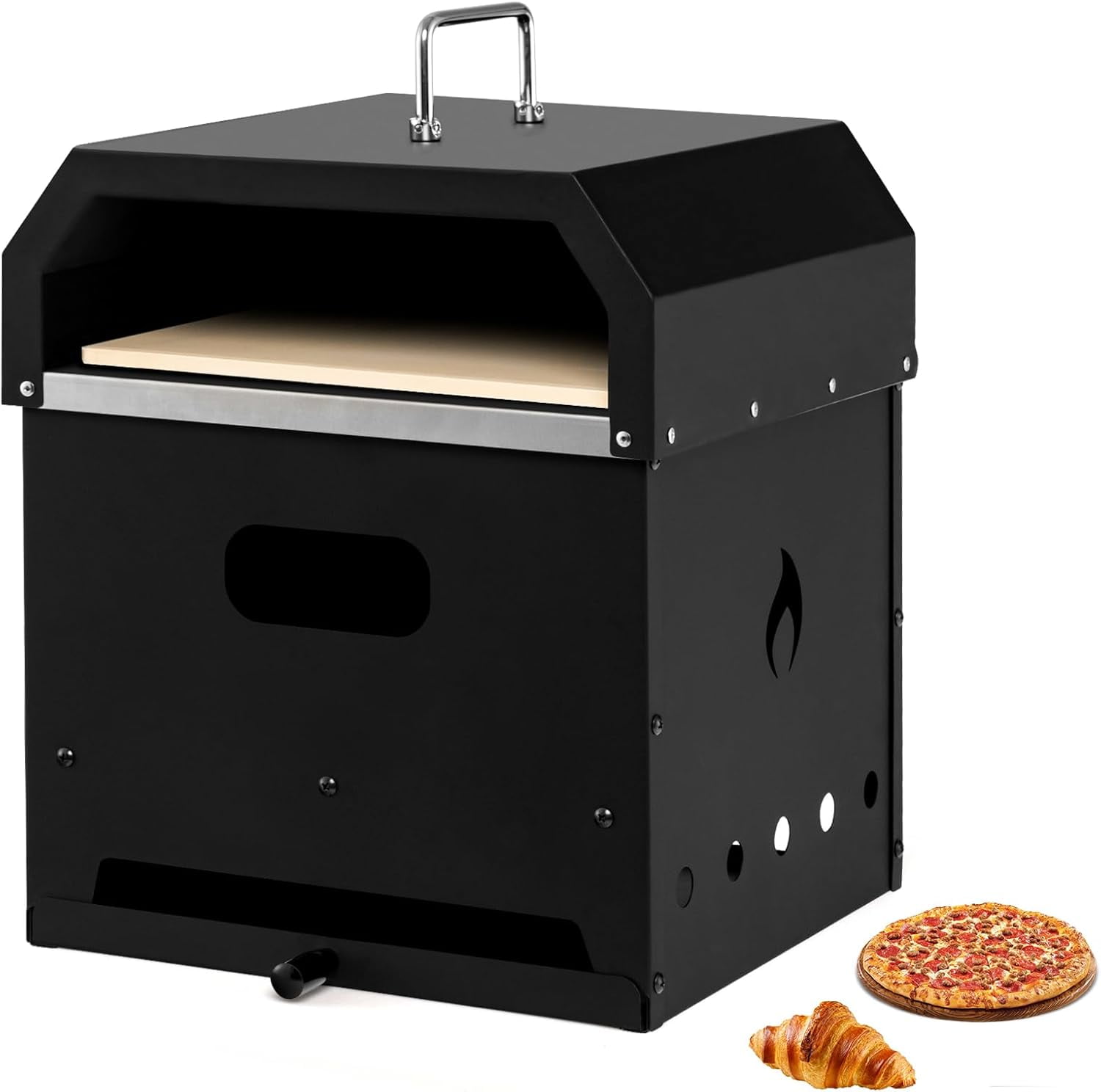 HAPPYGRILL 4-in-1 Portable Pizza Oven, Outdoor Pizza Oven & Fire Pit ...
