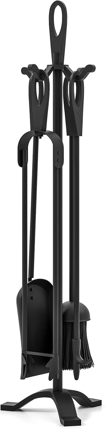 HAPPYGRILL 5 Pieces Fireplace Tools Set, Fire Place Set Tools with ...