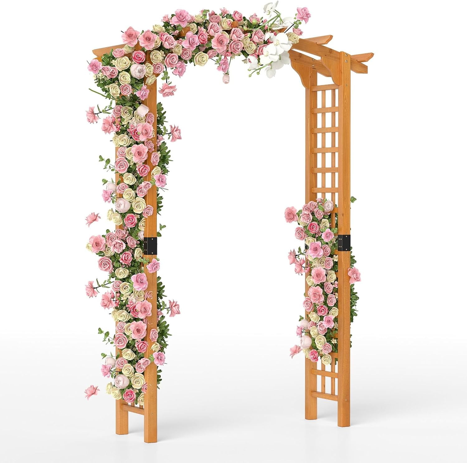 HAPPYGRILL 7.5 FT Garden Arch, Outdoor Wooden Arbor Trellis for ...