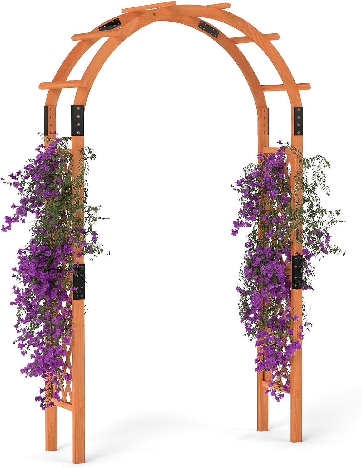 HAPPYGRILL 7.7 FT Wooden Garden Arbor, Outdoor Wood Garden Trellis for ...