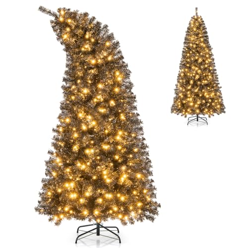 HAPPYGRILL 7 FT Pre-Lit Halloween Christmas Tree with Adjustable ...