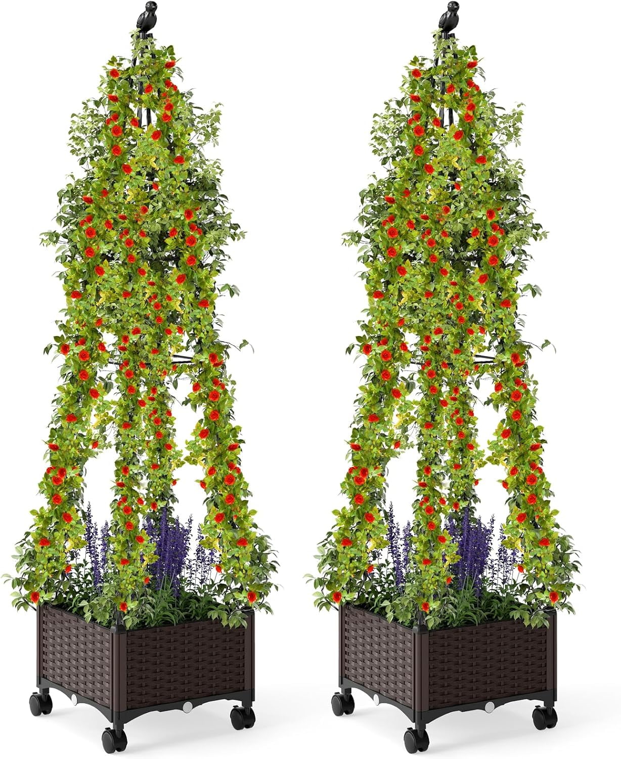 HAPPYGRILL 71" Garden Trellis for Climbing , Self-Watering Raised ...