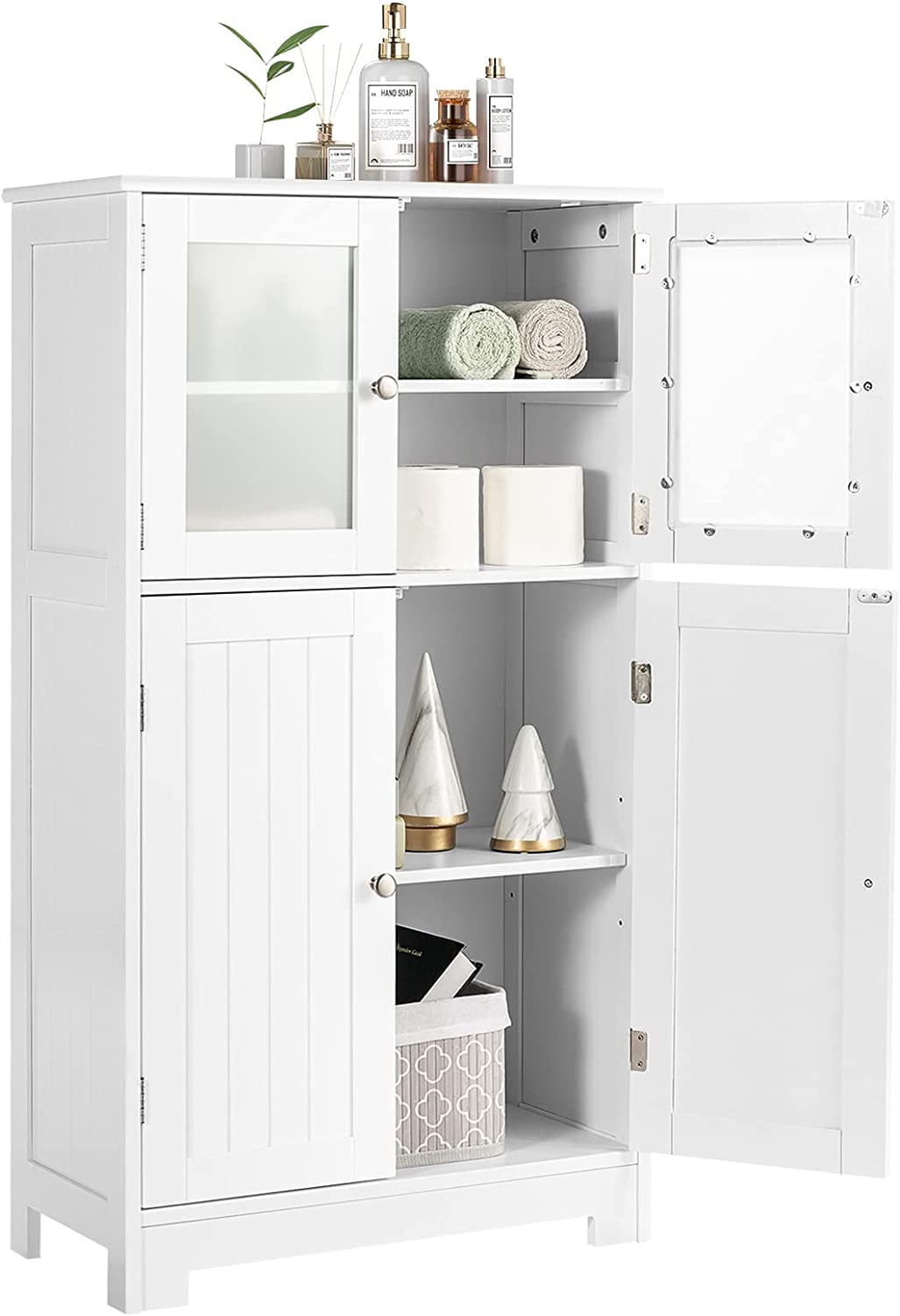 HAPPYGRILL Bathroom Storage Cabinet with Adjustable Shelf, Stangding ...