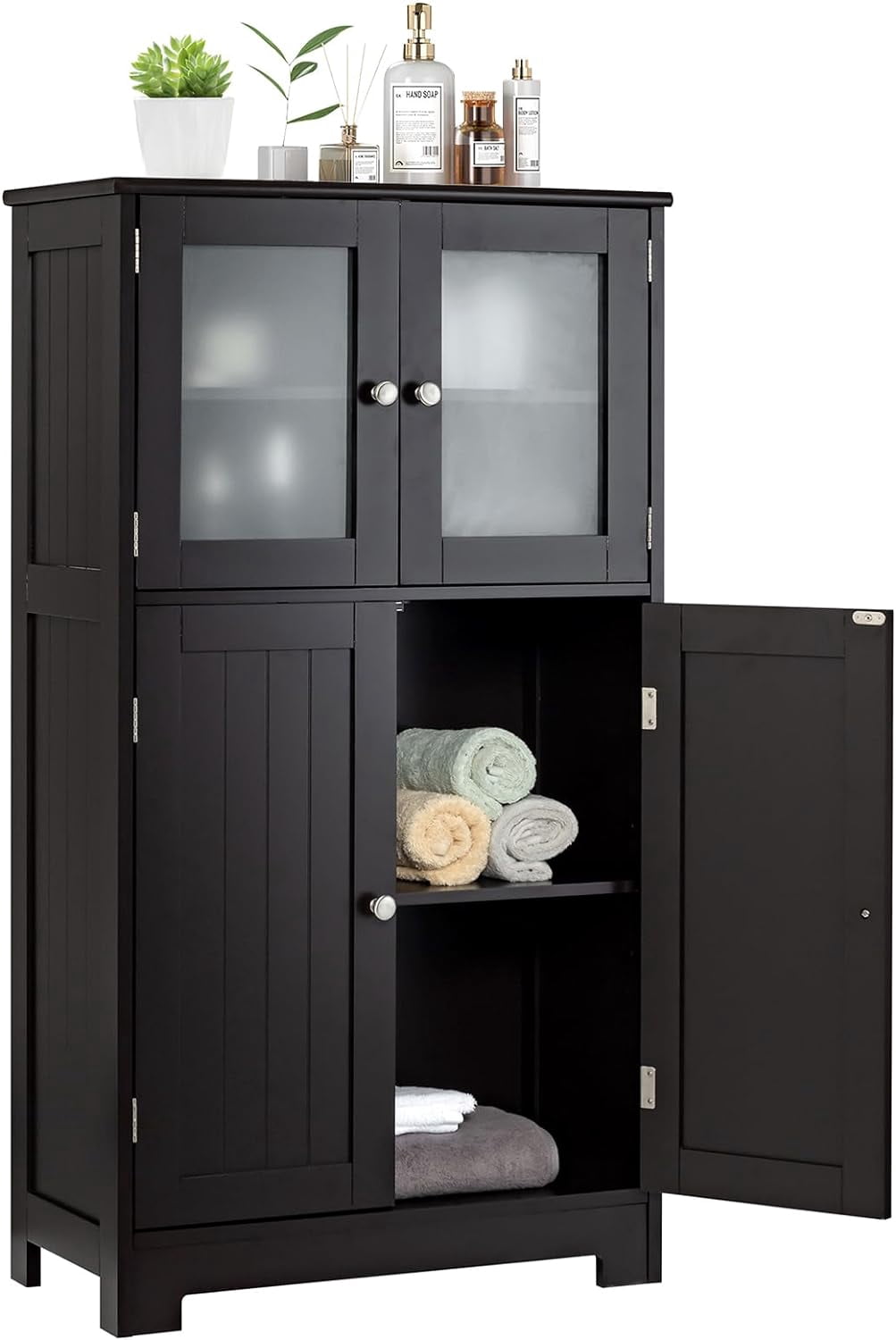HAPPYGRILL Bathroom Storage Cabinet, Freestanding Floor Storage Cabinet ...