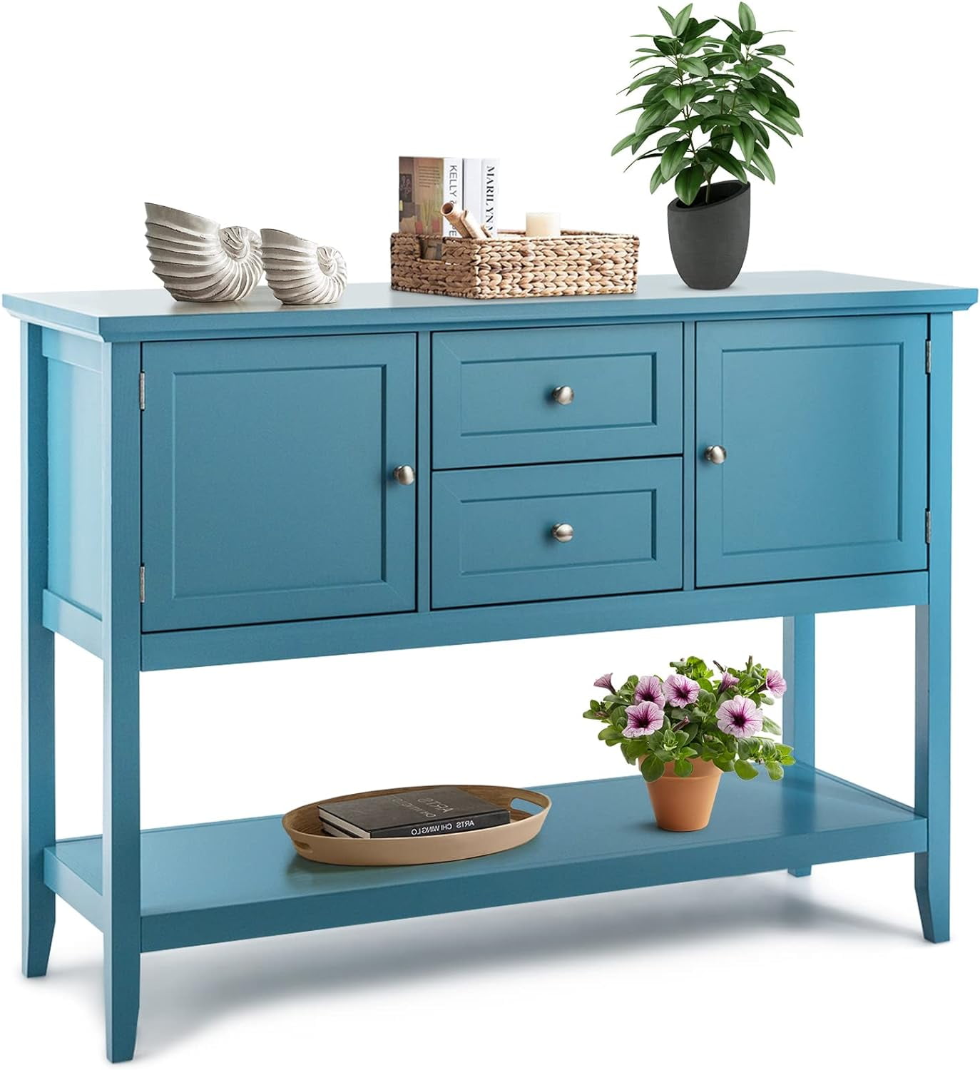 HAPPYGRILL Buffet Sideboard, Solid Wood Storage Cabinet Console Cabinet ...