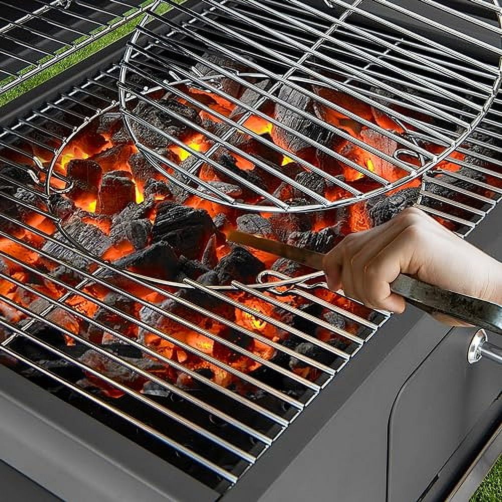 HAPPYGRILL Charcoal Grill Outdoor BBQ Grill with 2 Foldable Side Tables ...