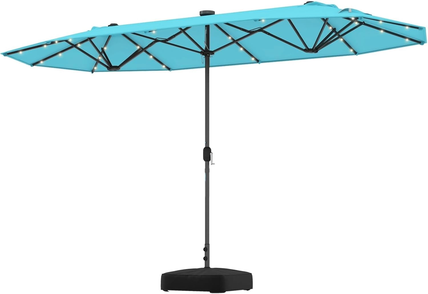 HAPPYGRILL Double-Sided Patio Umbrella with Solar Lights, 13FT Large ...