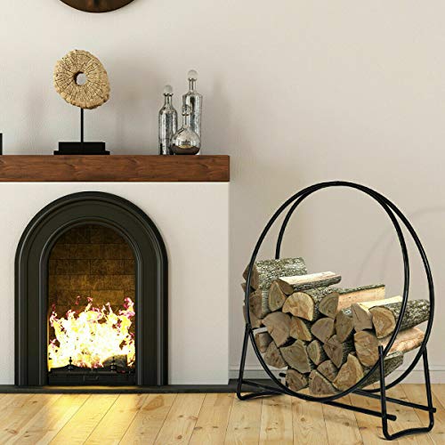 HAPPYGRILL Firewood Rack, 41 Inch Outdoor Firewood Log Hoop with 440LBS ...