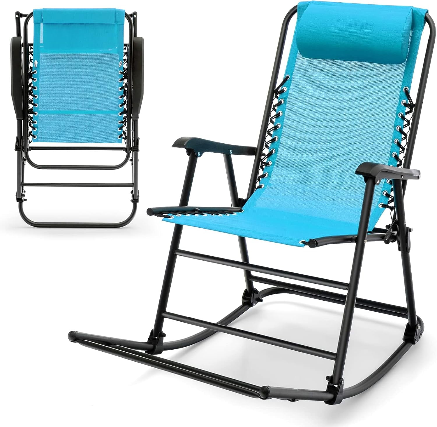 HAPPYGRILL Foldable Rocking Chair with Footrest, Zero Gravity Lounge ...