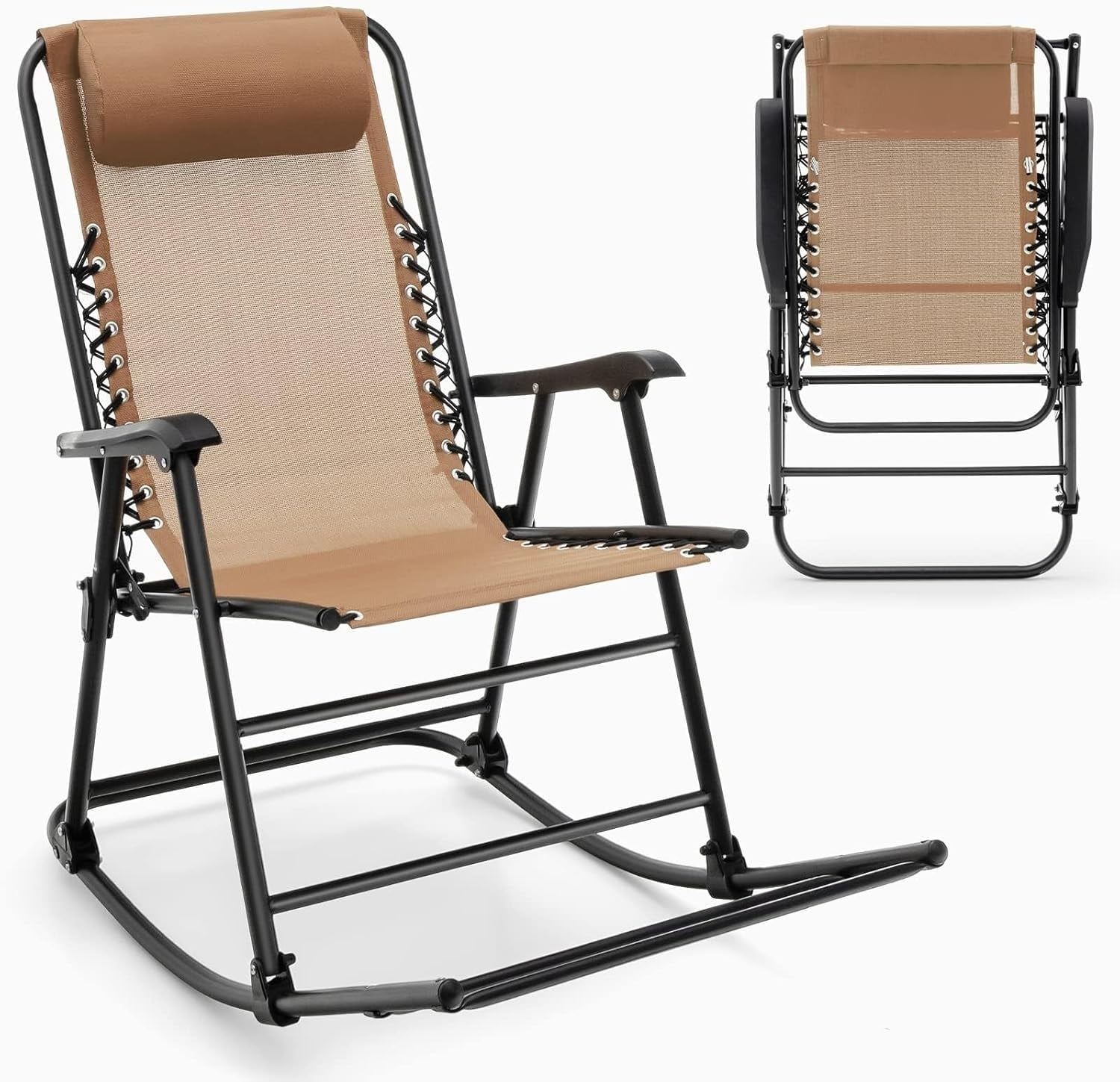 HAPPYGRILL Foldable Rocking Chair with Footrest, Zero Gravity Lounge ...