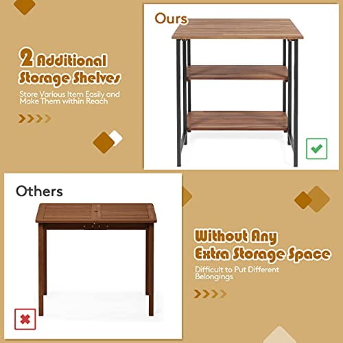 HAPPYGRILL Folding Table Kitchen Baker’s Rack Microwave Oven Stand with ...