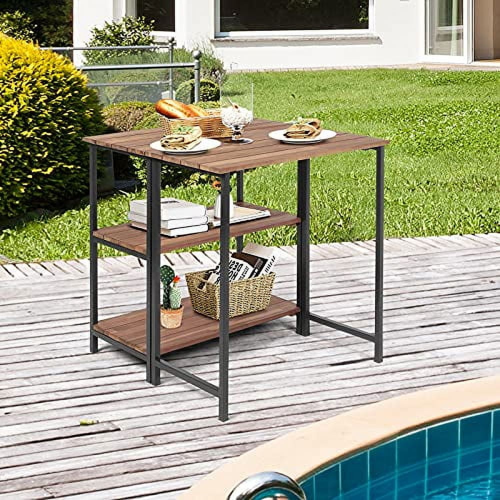 HAPPYGRILL Folding Table Kitchen Baker’s Rack Microwave Oven Stand with ...