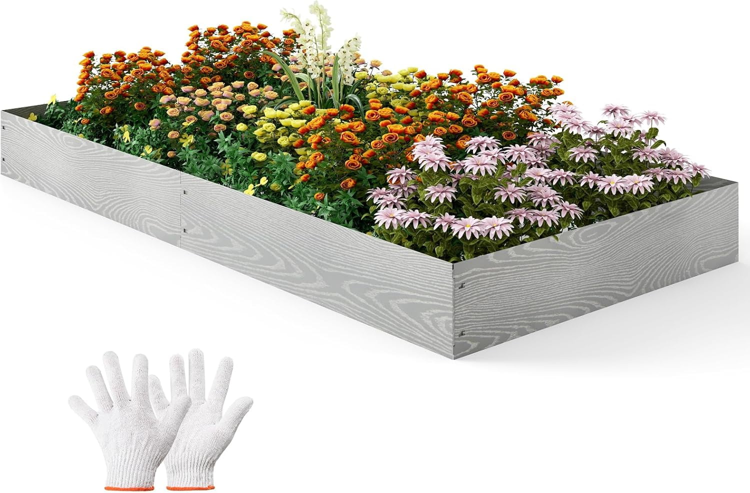 HAPPYGRILL Galvanized Metal Garden Landscape Edging, 6-Pack Heavy-Duty ...